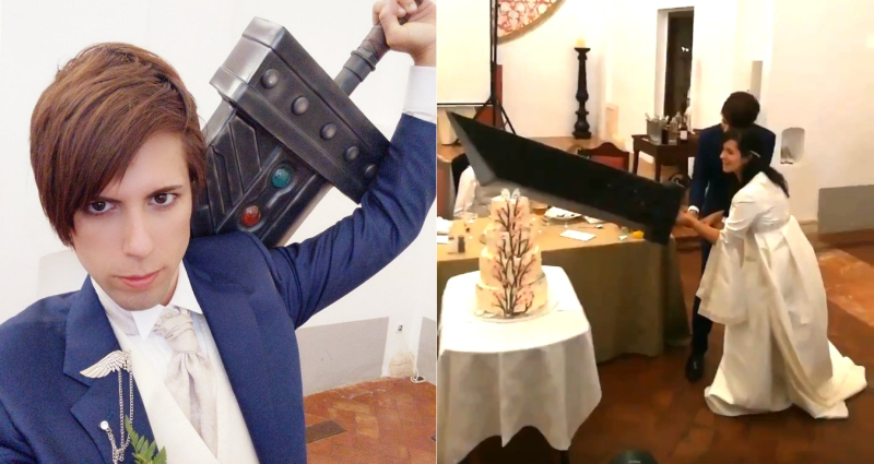 Cosplayer Cuts Wedding Cake With Buster Sword From ‘Final Fantasy VII ...